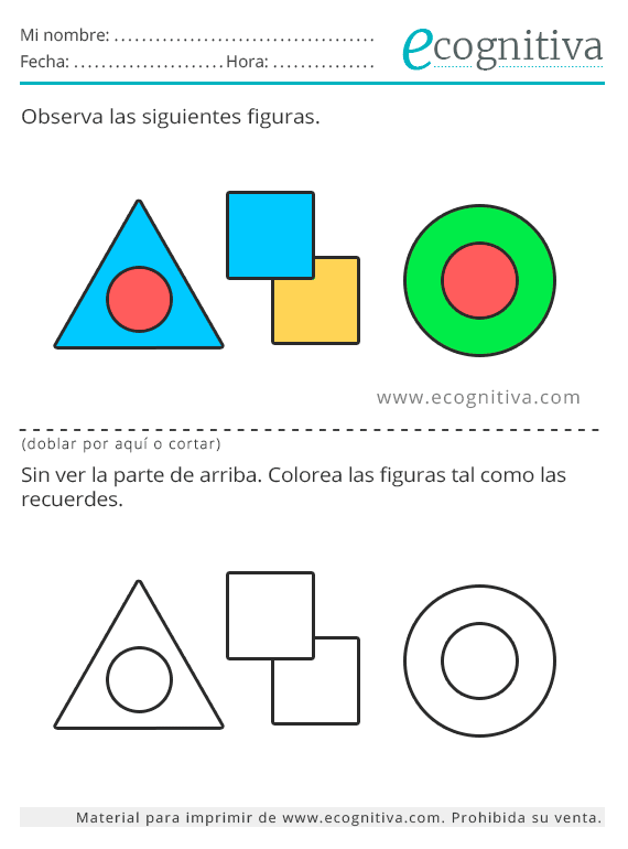 Memoria con Colores y Formas. Ejercicios de Estimulación Cognitiva