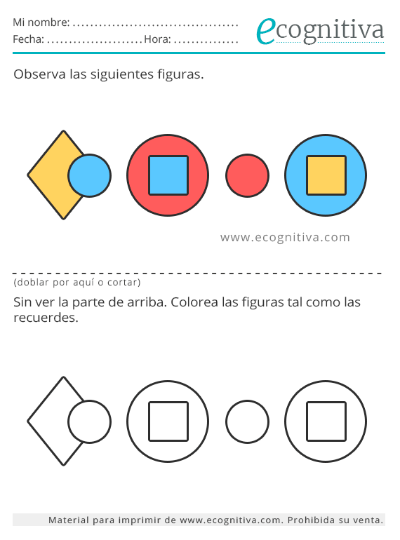 Memoria con Colores y Formas. Ejercicios de Estimulación Cognitiva