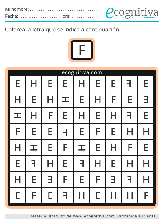 Ejercicios de Atención con Letras