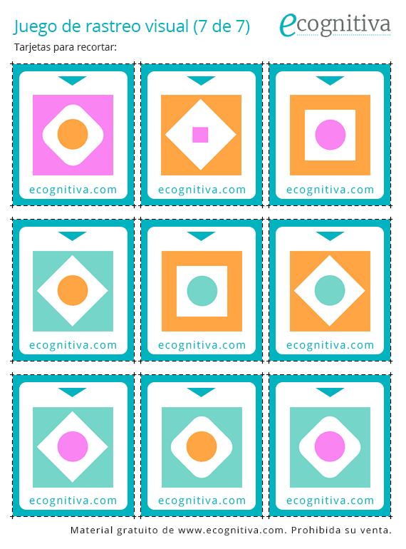 Juego de Rastreo Visual para Trabajar la Atención. Tarjetas + Láminas