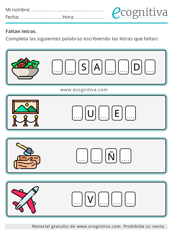 Actividades Para Completar Palabras