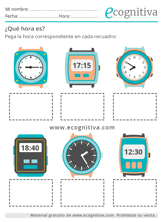 ¿Qué hora es? Ejercicios de orientación temporal con relojes - Estimulación cognitiva