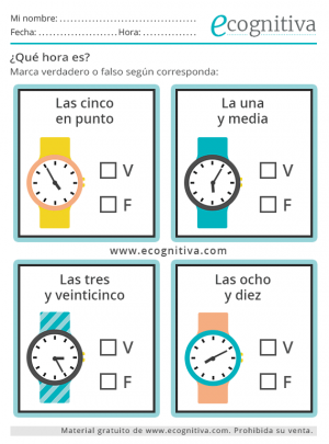 ¿Qué hora es? Ejercicios de orientación temporal con relojes - Estimulación cognitiva