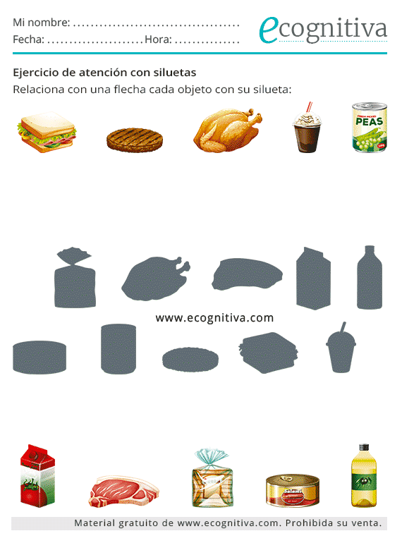 Ejercicios con siluetas - Estimulación cognitiva