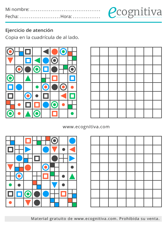 Ejercicios de Concentración para Niños Fichas de Atención