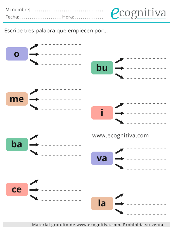 Palabras que empiezan por... - Estimulación cognitiva